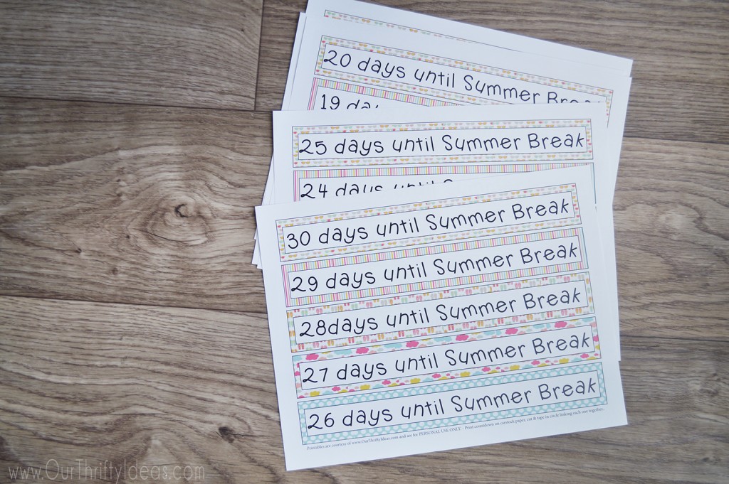 Countdown Chain For Summer Break Free Printable File Our Thrifty Ideas