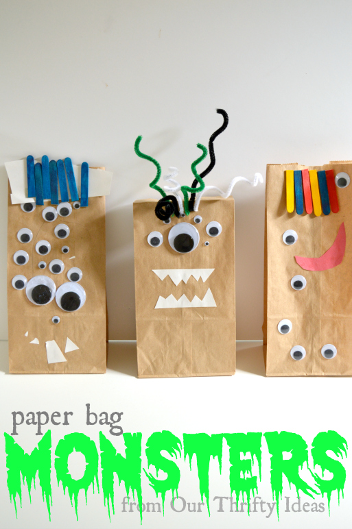{Crafting w/ kids} Paper Bag Monsters - Our Thrifty Ideas